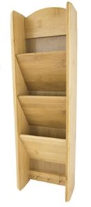 home basics letter rack, mail organizer holder 3-tier with 3 key hooks, natural