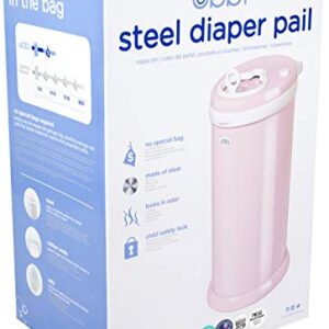 Ubbi Steel Odor Locking, No Special Bag Required Money Saving, Awards-Winning, Modern Design, Registry Must-Have Diaper Pail, Pink