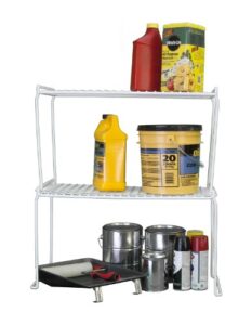 grayline 44010, long heavy duty stacking shelf, white