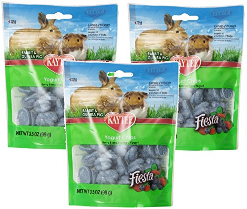 Kaytee 3 Pack Of Fiesta Mixed Berry Yogurt Chips for Rabbit and Guinea Pig, 3.5-Ounce Per Pack