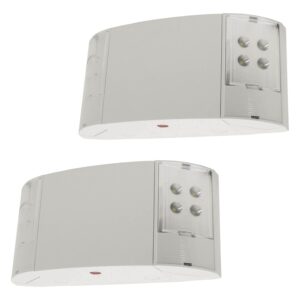 lfi lights | emergency light | white housing | two ultra-bright led adjustable heads|hardwired with battery backup | ul listed | (2 pack) | el-f2