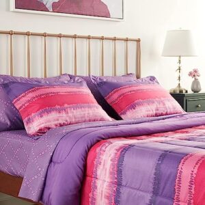 my room tie dye ultra soft microfiber comforter sheet set, multi-colored, full