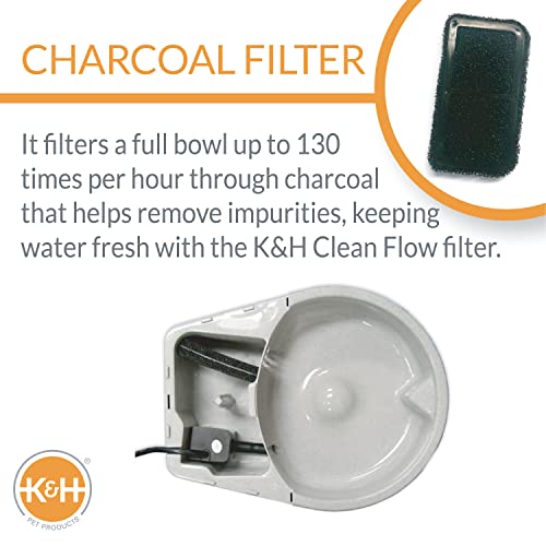 K&H Pet Products CleanFlow Filtered Water Bowl for Dogs, Pet Drinking Water Fountain, Dog Water Dispenser, Granite 80 Ounce Bowl & 90 Ounce Reservoir