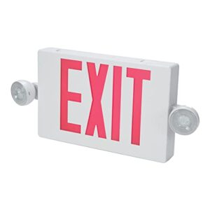 sure-lites apc7r all- pro combo unit, integrated led exit sign with dual lights, white with red letters