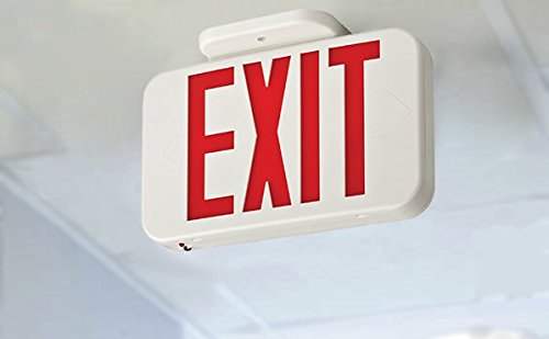 Lithonia Lighting EXR EL M6 Contractor Select LED Backup Battery Exit Emergency Sign, Back Up, Red Text - EXR LED EL M6