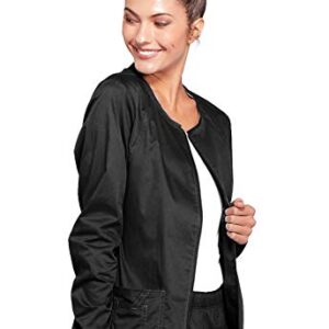 Cherokee Zip Front Scrub Jackets for Women, Workwear Core Stretch Soft Brushed Twill 4315, M, Black