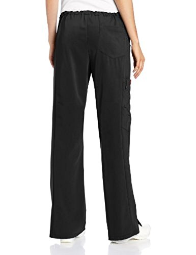 Xtreme Stretch Scrubs for Women, Drawstring Flare Leg Cargo Pant 82011, XL, Black