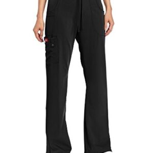 Xtreme Stretch Scrubs for Women, Drawstring Flare Leg Cargo Pant 82011, XL, Black