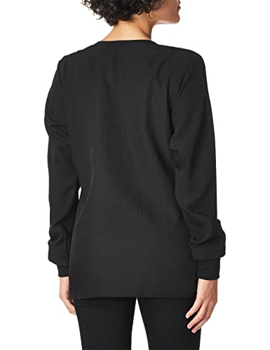 WonderWink Women's Four Way Stretch Sporty Snap Jacket, Black, Medium