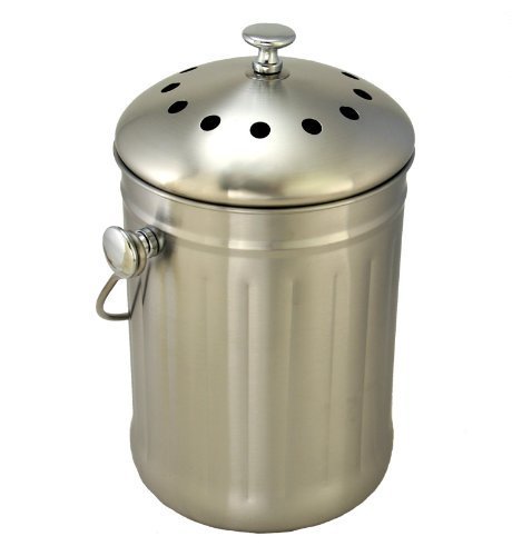 Clean Air Commerce Brushed Stainless Steel Compost Pail & Indoor Kitchen Bin