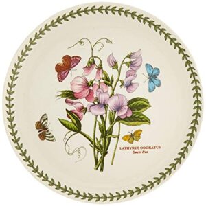 Portmeirion Botanic Garden Footed Cake Plate with Server | 10 Inch Cake Plate with Sweet Pea Motif | Made from Porcelain | Dishwasher and Microwave Safe