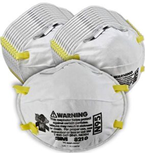 3m personal protective equipment particulate respirator 8210, n95, smoke, dust, grinding, sanding, sawing, sweeping, 20/pack