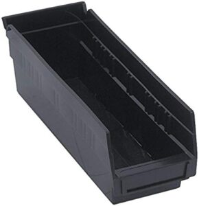 quantum storage systems qsb101bk 36-pack 4" hanging plastic shelf bin storage containers, 11-5/8" x 4-1/8" x 4" , black