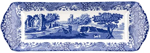 Spode Blue Italian Small Tray | Serving Platter for Tea Sandwiches, Desserts, and Appetizers | Porcelain | Measures 9-Inches | Dishwasher Safe (Blue/ White)