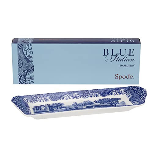 Spode Blue Italian Small Tray | Serving Platter for Tea Sandwiches, Desserts, and Appetizers | Porcelain | Measures 9-Inches | Dishwasher Safe (Blue/ White)