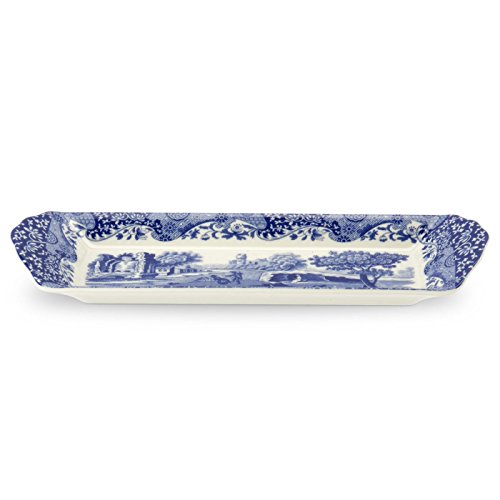 Spode Blue Italian Small Tray | Serving Platter for Tea Sandwiches, Desserts, and Appetizers | Porcelain | Measures 9-Inches | Dishwasher Safe (Blue/ White)