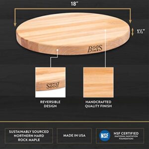 John Boos Block R18 Maple Wood Edge Grain Reversible Round Cutting Board, 18 Inches Round x 1.5 Inches