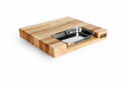 John Boos Block PM1514225-P Newton Prep Master Maple Wood Reversible Cutting Board with Juice Groove and Pan, 15 Inches x 14 Inches x 2.25 Inches