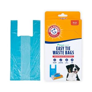 arm & hammer 71041 easy-tie waste bags, blue, 75 count - pack of 1