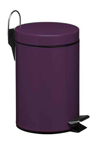 Premier Housewares Purple Kitchen Bin Recycling and Waste Bathroom Bin Non- Slip Rubbish Bin Bins for Kitchen Non Marking Recycling Bins Pedal Bin,H26 x W17 x D23cm