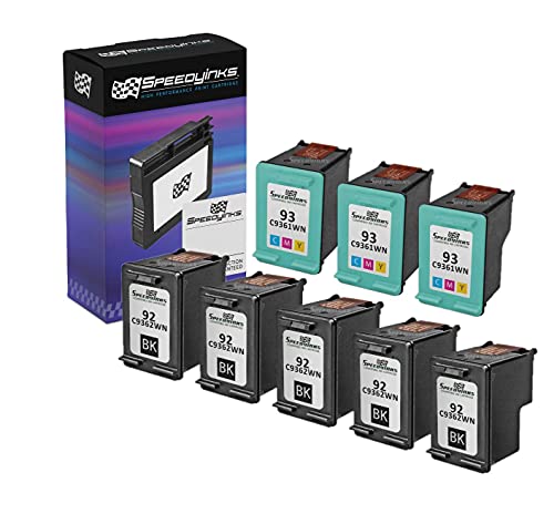 Speedy Inks - 8PK Remanufactured Replacement for HP 92 C9362WN & HP 93 C9361WN Ink Cartridge Set: (5 Black, 3 Color)