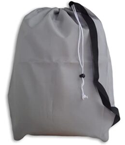 medium laundry bag with drawstring, shoulder strap, locking closure, color: gray, size: 24x36