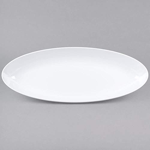 G.E.T. ML-256-W White 10.4 qt., 30" x 11.75" Deep Oval Platter, Break Resistant Dishwasher Safe Melamine Plastic, Siciliano Collection