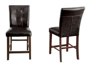 homelegance decatur pu leather counter height chair (set of 2), dark brown