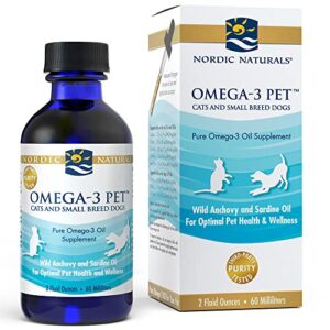 nordic naturals omega-3 pet, unflavored - 2 oz - 304 mg omega-3 per one ml - fish oil for small dogs & cats with epa & dha - promotes heart, skin, coat, joint, & immune health