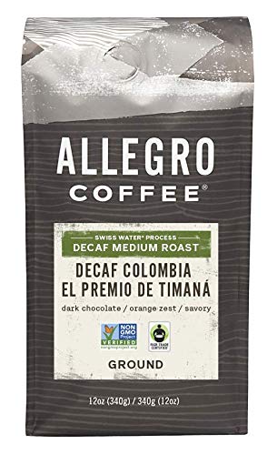 Allegro Coffee, Coffee Decaf Colombia El Premio De Timana Ground, 12 Ounce