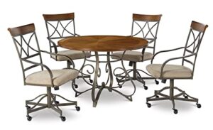 powell 5-pc hamilton swivel dining set, medium cherry