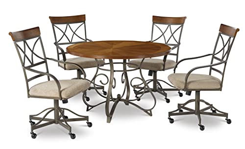 Powell 5-Pc Hamilton Swivel Dining Set, Medium Cherry