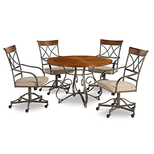 Powell 5-Pc Hamilton Swivel Dining Set, Medium Cherry