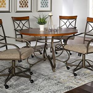 Powell 5-Pc Hamilton Swivel Dining Set, Medium Cherry