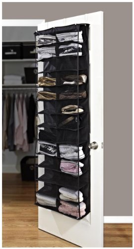 Simplify 26 Pocket Over-The-Door Shoe Organizer-Black