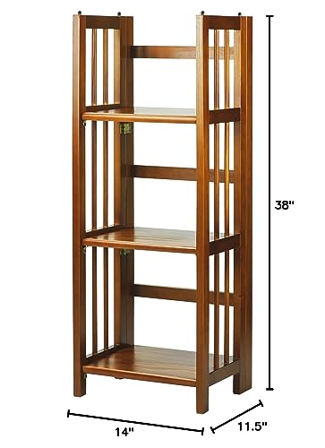 Casual Home 3-Shelf Folding Bookcase (14" Wide)-Honey Oak