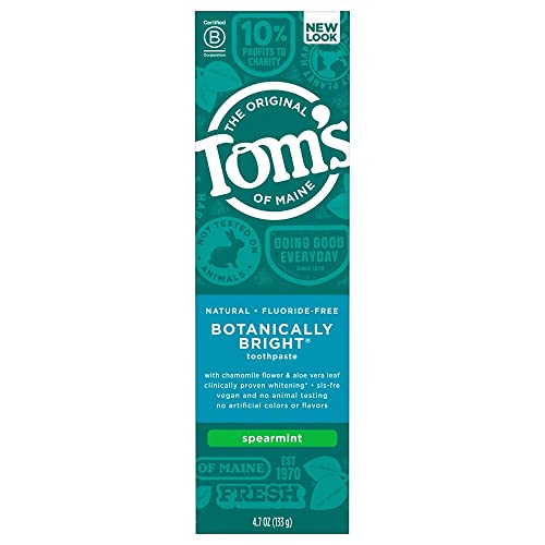 Tom's of Maine, Botanically Bright SLS and Fluoride-Free Toothpaste - Spearmint, 4.7 Ounce