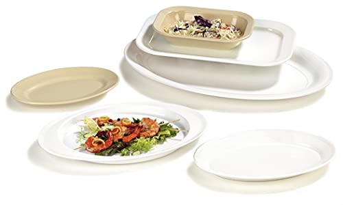 Carlisle FoodService Products ARR12002 Melamine Oval Platter, 12" Length x 8-1/2" Width x 1.07" Height, White, Large (Case of 12)