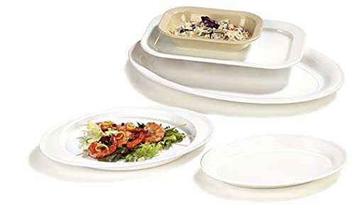 Carlisle FoodService Products ARR12002 Melamine Oval Platter, 12" Length x 8-1/2" Width x 1.07" Height, White, Large (Case of 12)