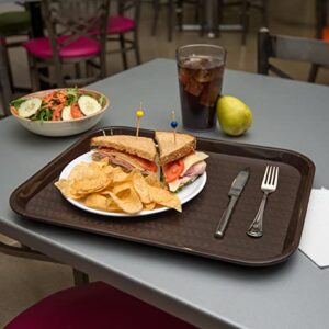 Carlisle FoodService Products Cafe Plastic Fast Food Tray, 14" x 18", Chocolate, (Pack of 12)