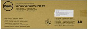 dell w8d60 toner cartridge c3760n/c3760dn/c3765dnf color laser printer, black, 1 size