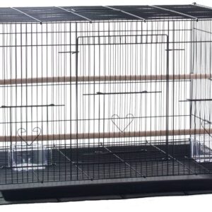 Aviary Canary Finch Budgie Lovebird Parakeet Breeding Breeder Bird Finch Parakeet Finch Flight Cage, 24"x16"x16"H (Black, Without Divider)