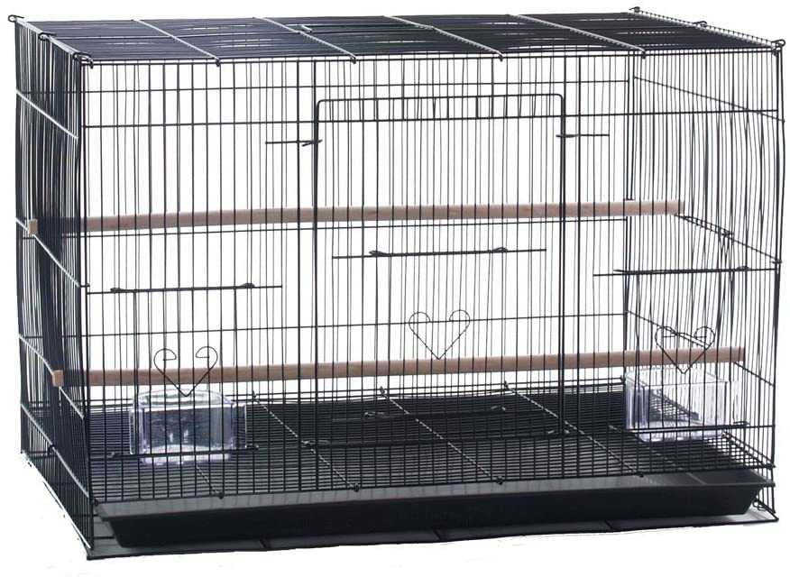 Aviary Canary Finch Budgie Lovebird Parakeet Breeding Breeder Bird Finch Parakeet Finch Flight Cage, 24"x16"x16"H (Black, Without Divider)