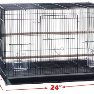 Aviary Canary Finch Budgie Lovebird Parakeet Breeding Breeder Bird Finch Parakeet Finch Flight Cage, 24"x16"x16"H (Black, Without Divider)