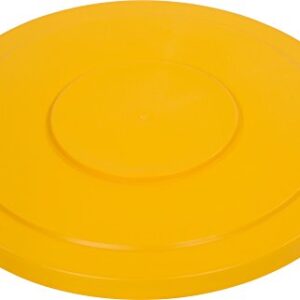 Carlisle FoodService Products 34104504 Bronco Polyethylene Round Lid, 26.88" Diameter x 2-1/4" Height, Yellow, for 44 Gallon Trash Containers