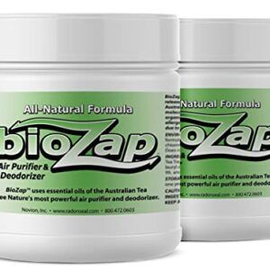 BioZap Air Purifier & Deodorizer 2-Pack | Pharmaceutical-Grade Australian Tea-Tree Oil | Naturally Cleans Odors | Basements, Crawlspaces, Boats, Gyms & More | Natural Scent