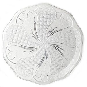 3 Acrylic Serving Trays Round 13.5" Dia Clear Cut Glass Look 1.5" Deep Tulip Des