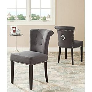 safavieh mercer collection carol charcoal linen ring dining chair (set of 2)