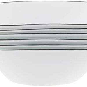 Corelle Vitrelle 6-Piece (22-Oz) Cereal Soup Bowls, Triple Layer Glass and Chip Resistant, Lightweight Square Dinnerware Bowl Set, Simple Lines