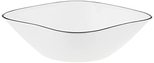 Corelle Vitrelle 6-Piece (22-Oz) Cereal Soup Bowls, Triple Layer Glass and Chip Resistant, Lightweight Square Dinnerware Bowl Set, Simple Lines